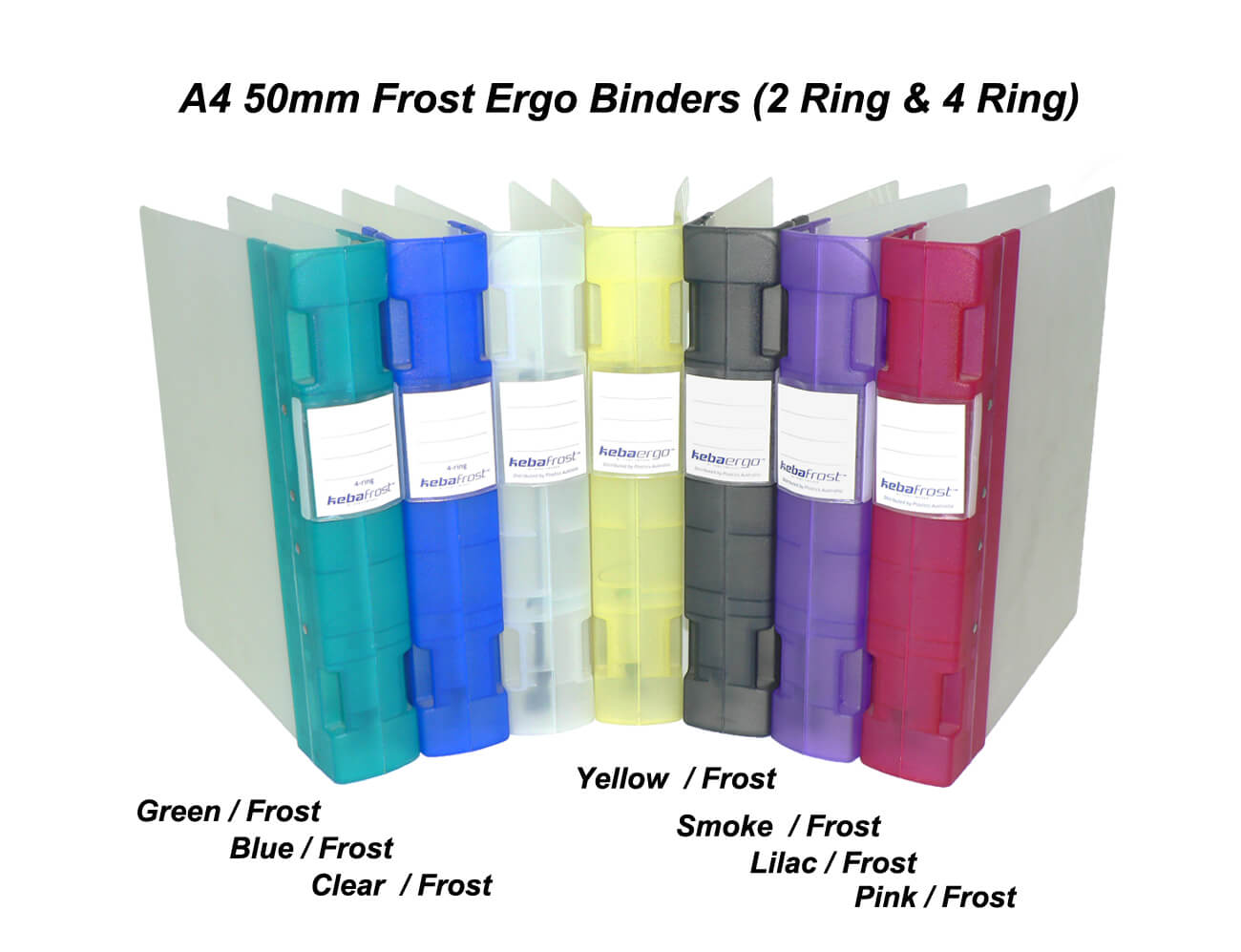 A4 Ergo Binder 4 Ring 50mm - Frosted | Plastics Australia